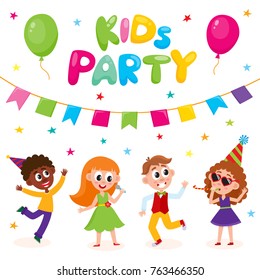 Vector Flat Cartoon Kids Party Confetti Stock Vector (Royalty Free ...