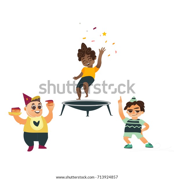 Vector Flat Cartoon Kids Party Set Stock Vector (Royalty Free ...
