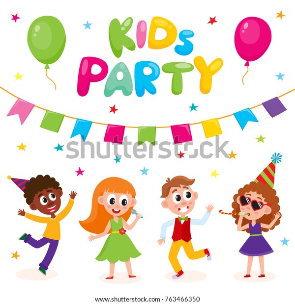 Vector Flat Cartoon Kids Party Confetti Stock Vector (Royalty Free ...