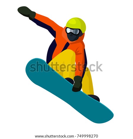 Vector Flat Cartoon Snowboarder Jumping Cartoon Stock Vector (Royalty ...