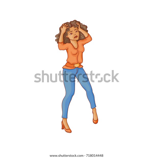 Vector Flat Cartoon Young Woman Suffering Stock Vector (Royalty Free ...