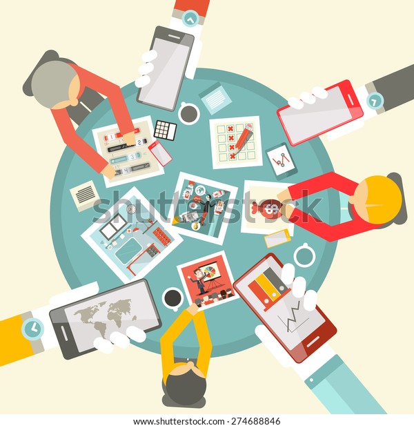 Vector Flat Design Top View Business: เวกเตอร์สต็อก (ปลอดค่าลิขสิทธิ์ ...