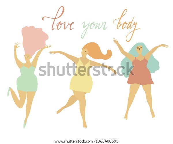 Vector Flat Illustration Body Positivity Concept Stock Vector (Royalty ...