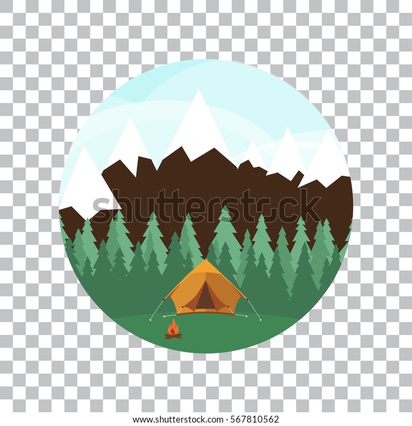 Vector Flat Illustration Camping Nature Background Stock Vector ...