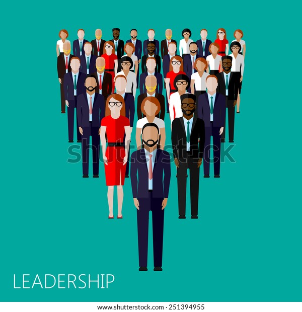 Vector Flat Illustration Leader Team Crowd Stock Vector (Royalty Free ...