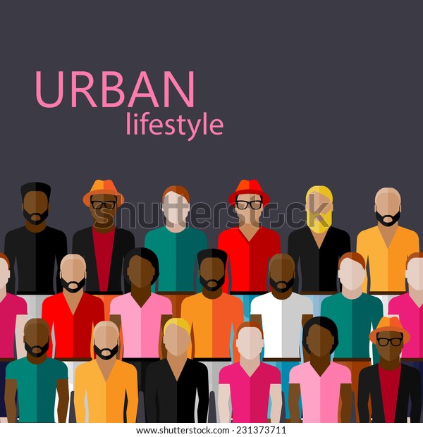 Vector Flat Illustration Male Community Large Stock Vector (Royalty ...