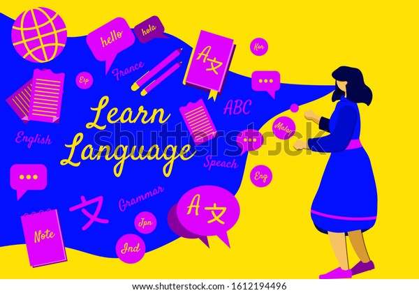 Vector Flat Illustration People Speaking World Stock Vector (Royalty ...