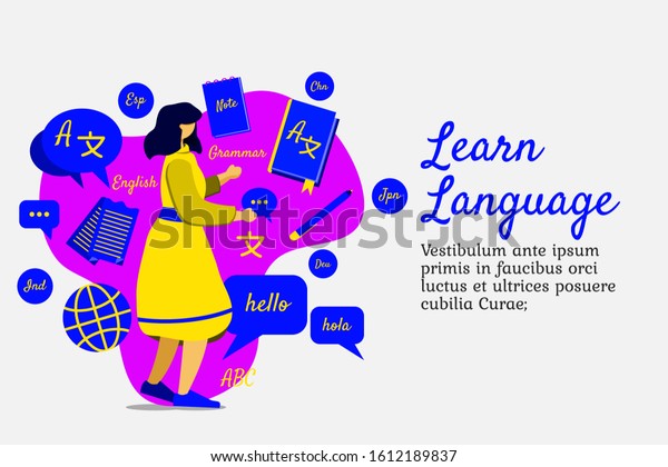 Vector Flat Illustration People Teaching Languages Stock Vector ...