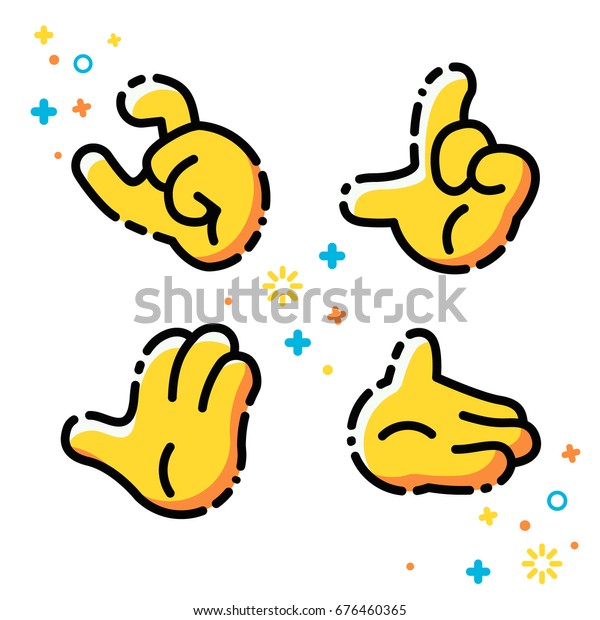 Vector Flat Line Emoji Icons Set: стоковая векторная графика (без ...