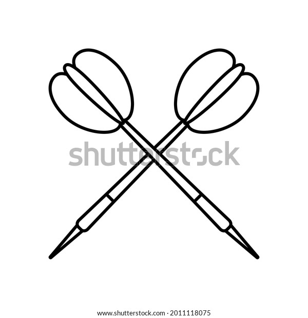 Vector Flat Outline Crossed Darts Isolated Stock Vector (Royalty Free ...