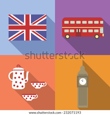 Vector Flat Set Great Britain Symbol Stock Vector (Royalty Free ...