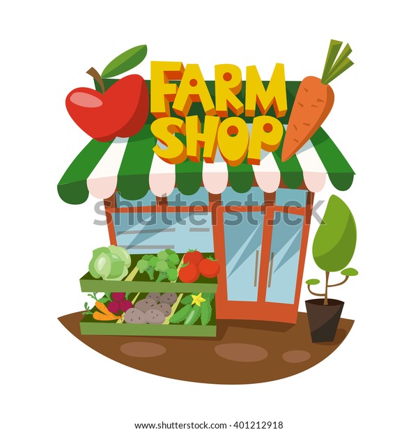 Vector Flat Style Farm Shop Flat Stock Vector (Royalty Free) 401212918