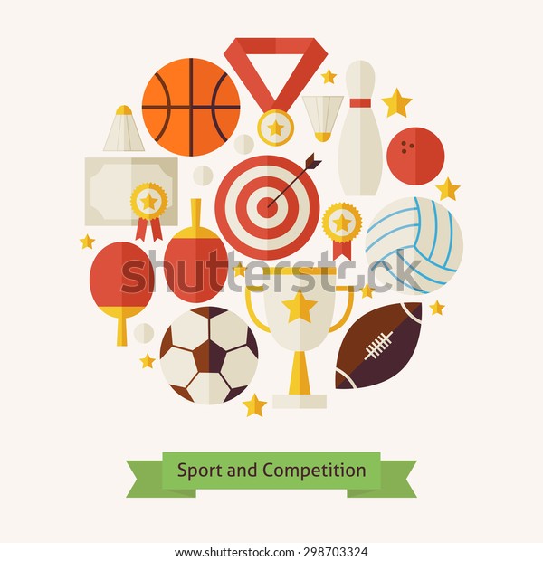 Vector Flat Style Sport Recreation Competition 스톡 벡터(로열티 프리) 298703324 ...