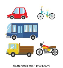 Vector Flat Vehicles Cartoon Illustration Stock Vector (Royalty Free ...