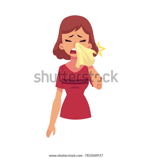 Vector Flat Young Sick Girl Suffering Stock Vector (Royalty Free) 781068937
