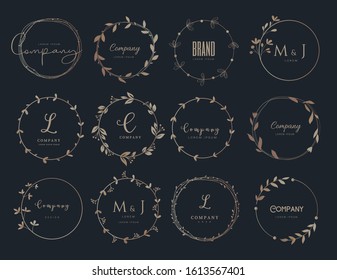 Vector Floral Border Logo Design Templates Stock Vector (Royalty Free ...