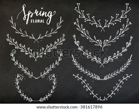 Vector Floral Borders On Chalkboard Sketch Stock Vector (Royalty Free ...
