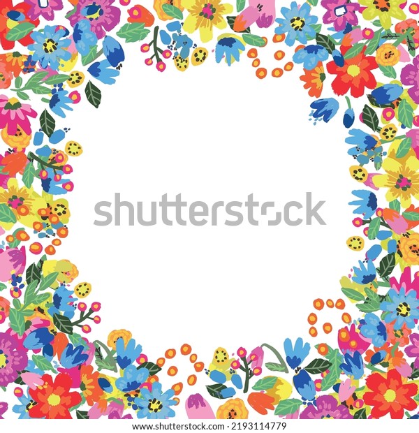 Vector Floral Frame Bright Summer Flowers Stock Vector (Royalty Free ...