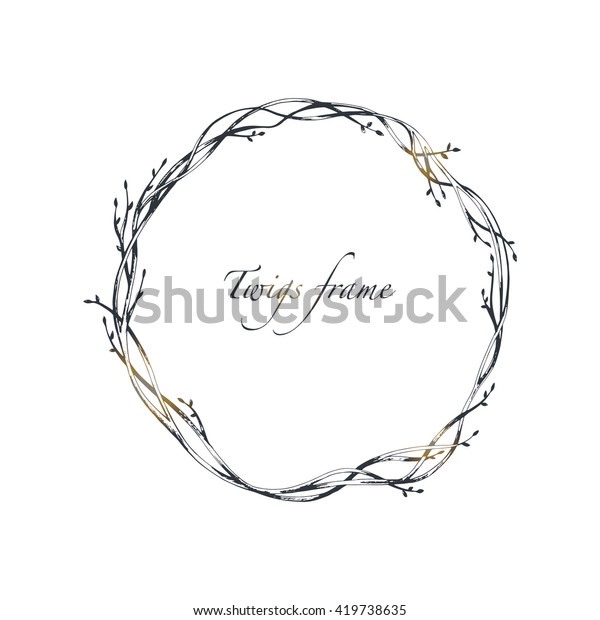Vector Floral Frame Spring Twigs Hand Stock Vector (Royalty Free ...