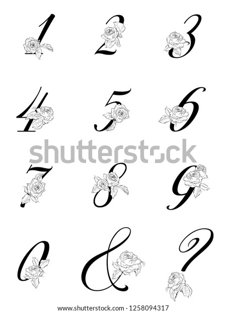 Vector Floral Numbers Numbers Decorative Roses Stock Vector (Royalty ...