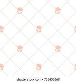Pink Rose Flower Blue Gingham Patterns Stock Vector (Royalty Free ...