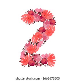 Vector Flower Number 2 Botanical Character Stock Vector (Royalty Free ...