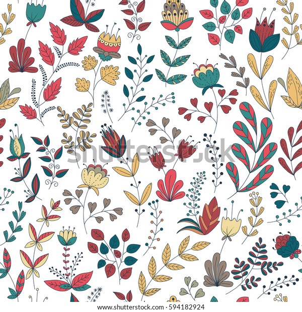 Vector Flower Pattern Colorful Seamless Botanic Stock Vector Royalty