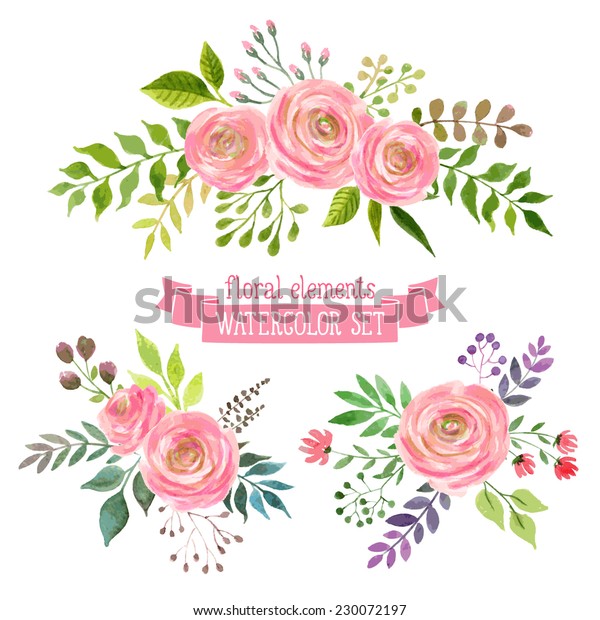 Vetor stock de Conjunto de flores vetoriais. Colecção floral (livre de ...