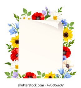 Vector Flyer Background Colorful Wild Flowers Stock Vector (Royalty ...