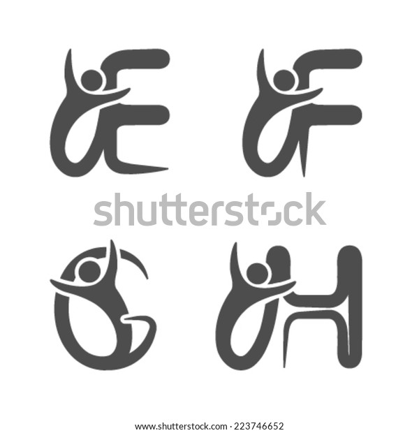 Vector Font Alphabet Symbol Human Simple Stock Vector (Royalty Free ...