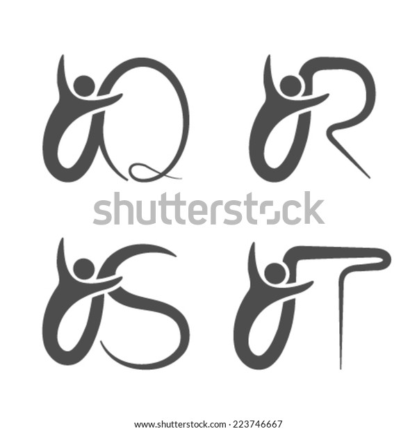 Vector Font Alphabet Symbol Human Simple Stock Vector (Royalty Free ...