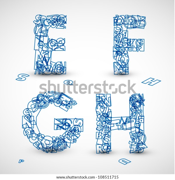 Vector Font Made Blue Letters Alphabet Stock Vector (Royalty Free ...