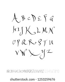 Handwritten Pointed Pen Flourish Font Capital Stock Vector (Royalty ...