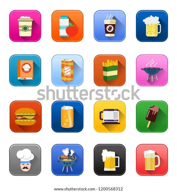 Vector Food Beverage Icons Set Drink Stock Vector (Royalty Free ...