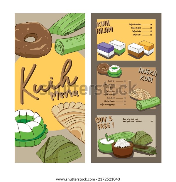 Vector Food Kuih Menu Template Restaurant 库存矢量图（免版税）2172521043 ...