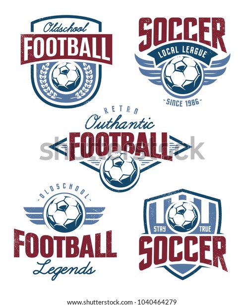 Vector Football Emblems Set Retro Styled Stock Vector (Royalty Free ...