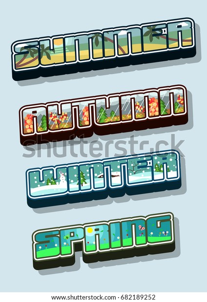 Vector Four Seasons Stickers Stock Vector (Royalty Free) 682189252 ...