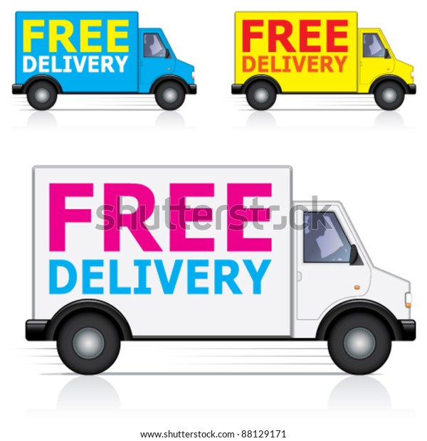 Vector Free Delivery Van Icons Male Stock Vector (Royalty Free) 88129171