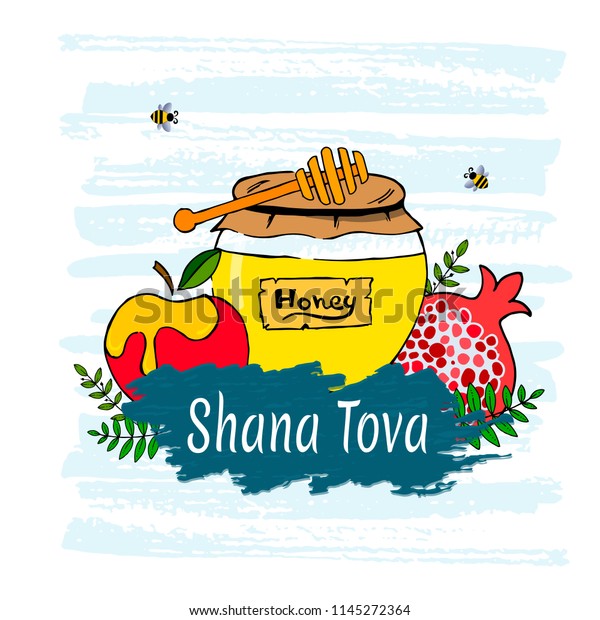 Vector Free Hand Draw Illustration Rosh: vector de stock (libre de ...