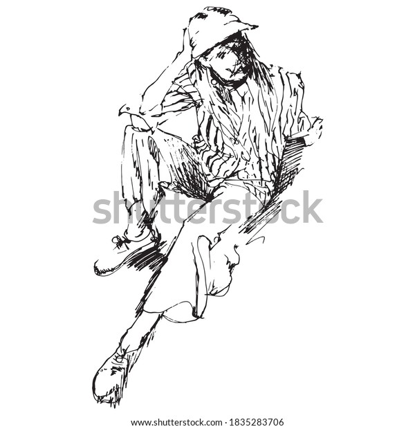 Vector Free Hand Drawing Illustration Woman Stock Vector (Royalty Free ...