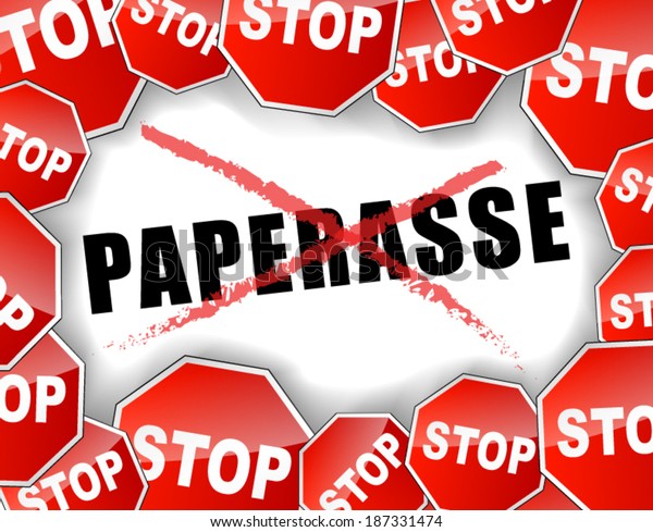 Vector French Illustration Stop Paperwork Concept Stock Vector (Royalty ...