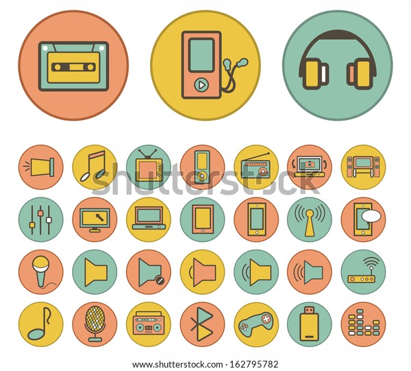 Vector Full Color Media Communication Icons Stock Vector (Royalty Free ...