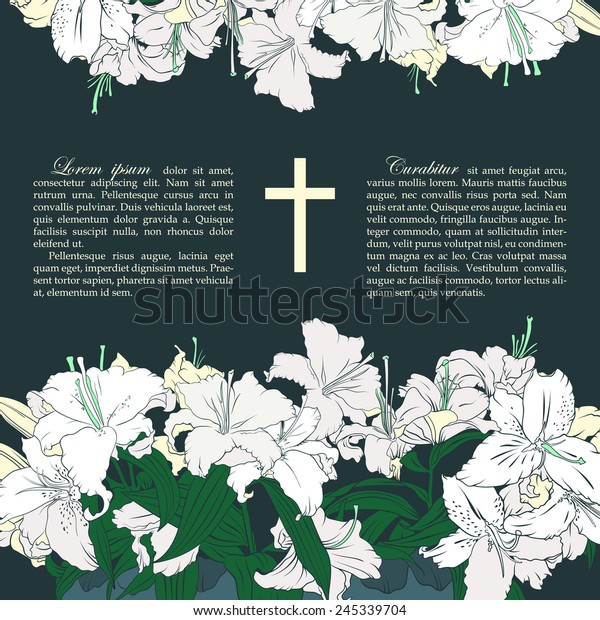 Vector Funeral Card Bouquets White Lilies Stock Vector (Royalty Free ...