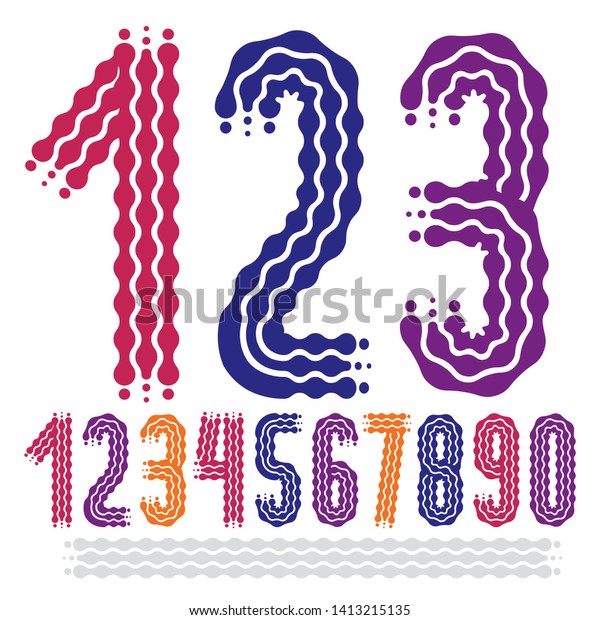 Vector Funky Ornate Numbers Collection Rounded Stock Vector (Royalty ...