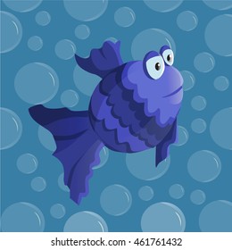 Vector Funny Blue Cartoon Fish Stock Vector (Royalty Free) 461761432 ...