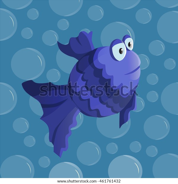 Vector Funny Blue Cartoon Fish Stock Vector (Royalty Free) 461761432 ...