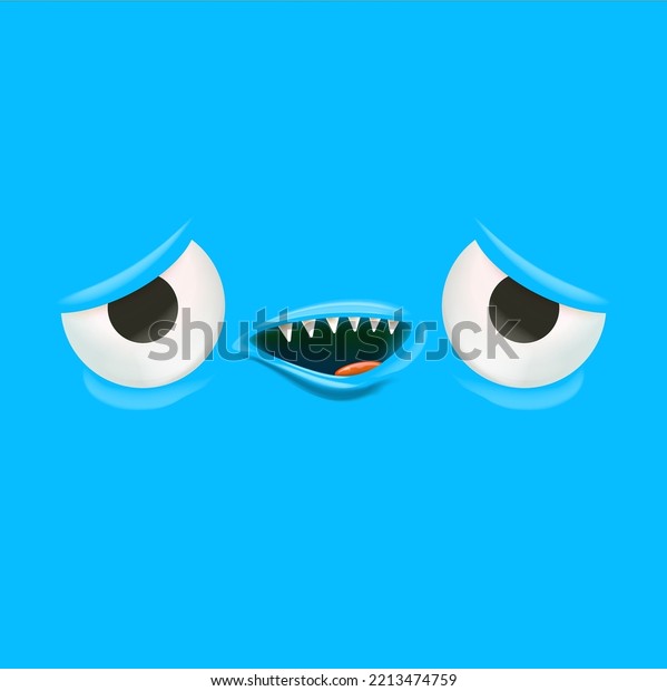 Vector Funny Blue Monster Face Open Stock Vector (Royalty Free ...