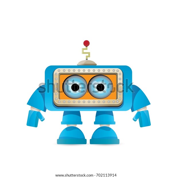 Vector Funny Cartoon Blue Robot Character Stock Vector (Royalty Free ...