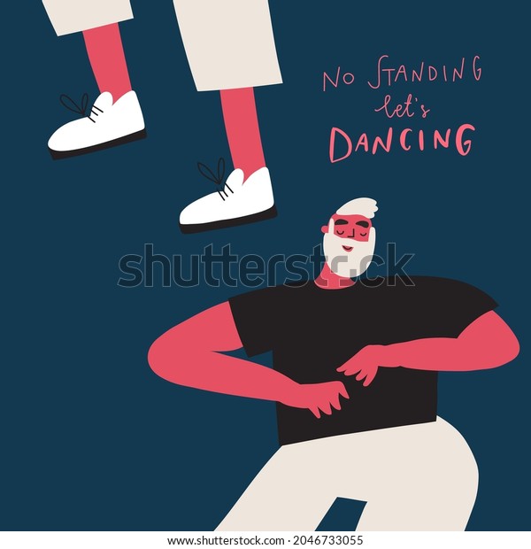 Vector Funny Cartoon Character Dancing Person Stock Vector (Royalty ...