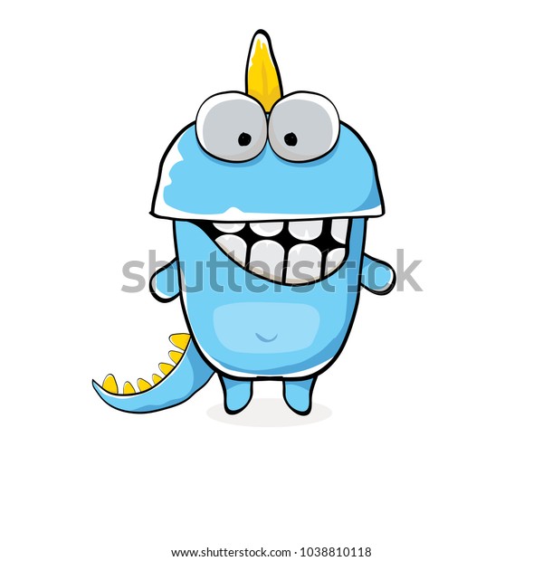 Vector Funny Cartoon Cute Blue Monster Stock Vector (Royalty Free ...